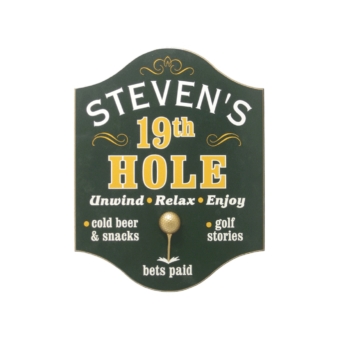 19th Hole Sign Personalized Wood 3D Golf Ball and Tee - Etsy