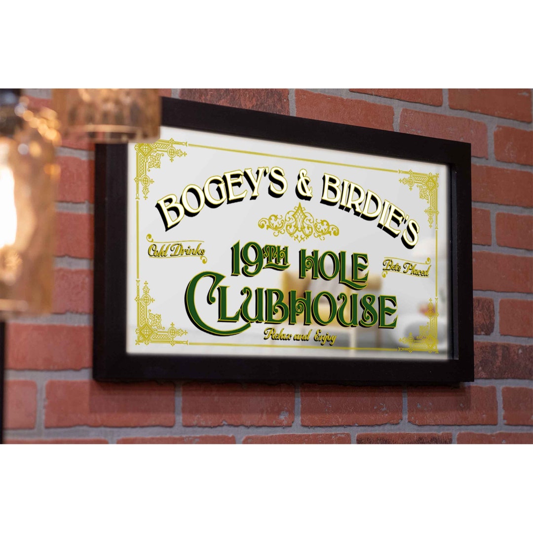 19th Hole Clubhouse Bar Mirror, Personalized, 26 X 12 - Etsy