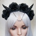 Moon Devil Flower Crown ( Horns , Headdress, Roses, Goth , Fantasy ) - Etsy