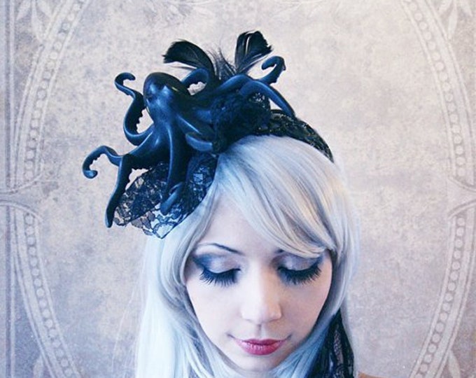 Octopus Fascinator goth, Gothic, Steampunk, Black, Headpiece - Etsy