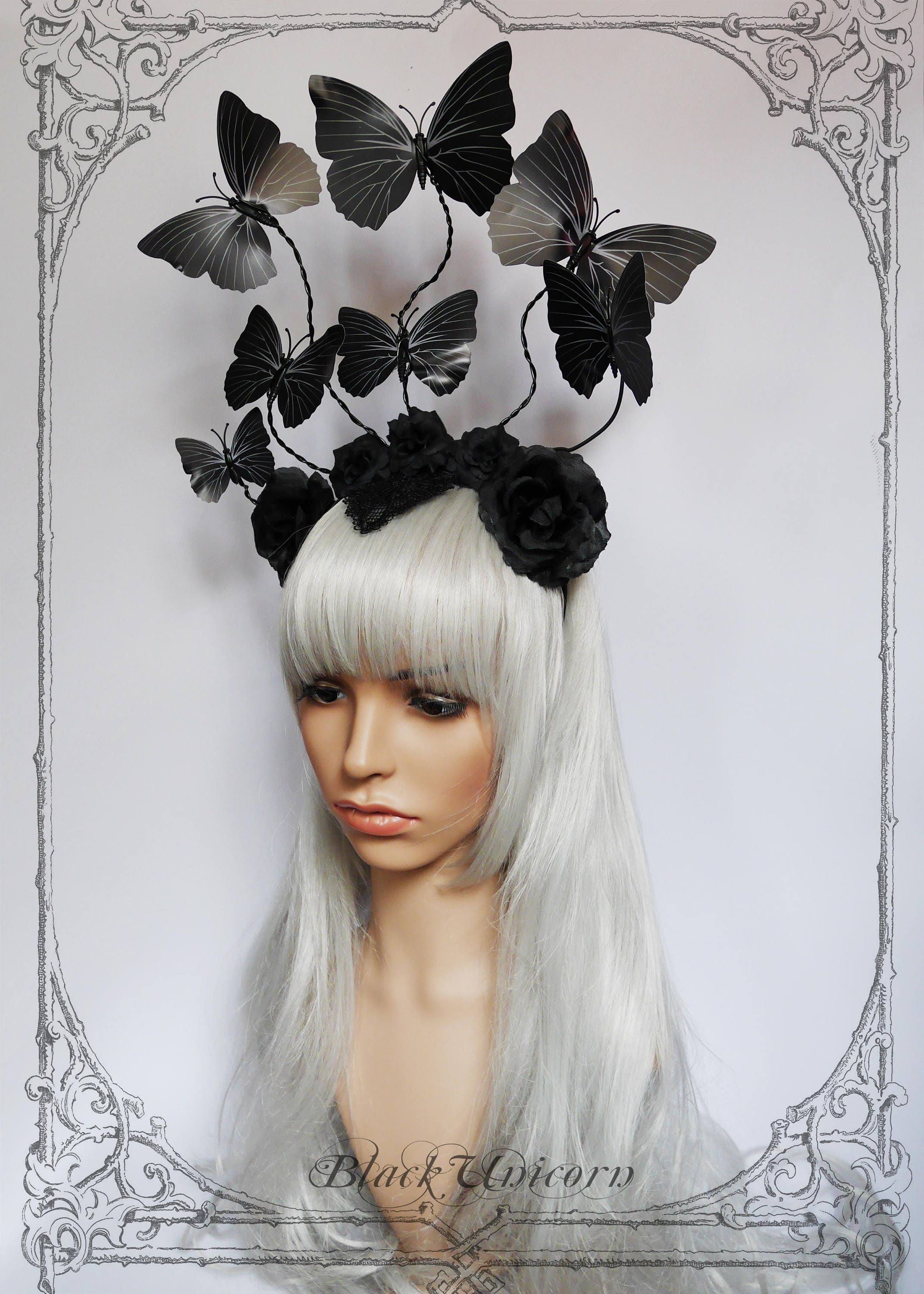 Nocturnal Butterfly Headpiece Goth Burlesque Roses - Etsy
