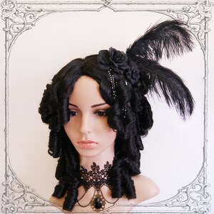 Baroque Wig (goth, Rococo, Vampire, Black, Marie Antoinette, Headdress ...