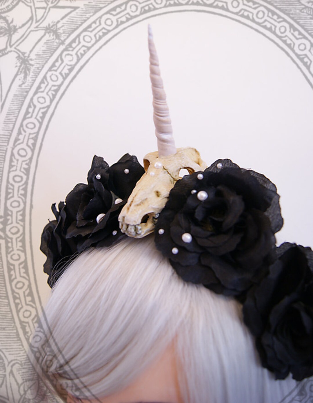 Unicorn Headpiece goth, Morbid ,skull, Fascinator - Etsy