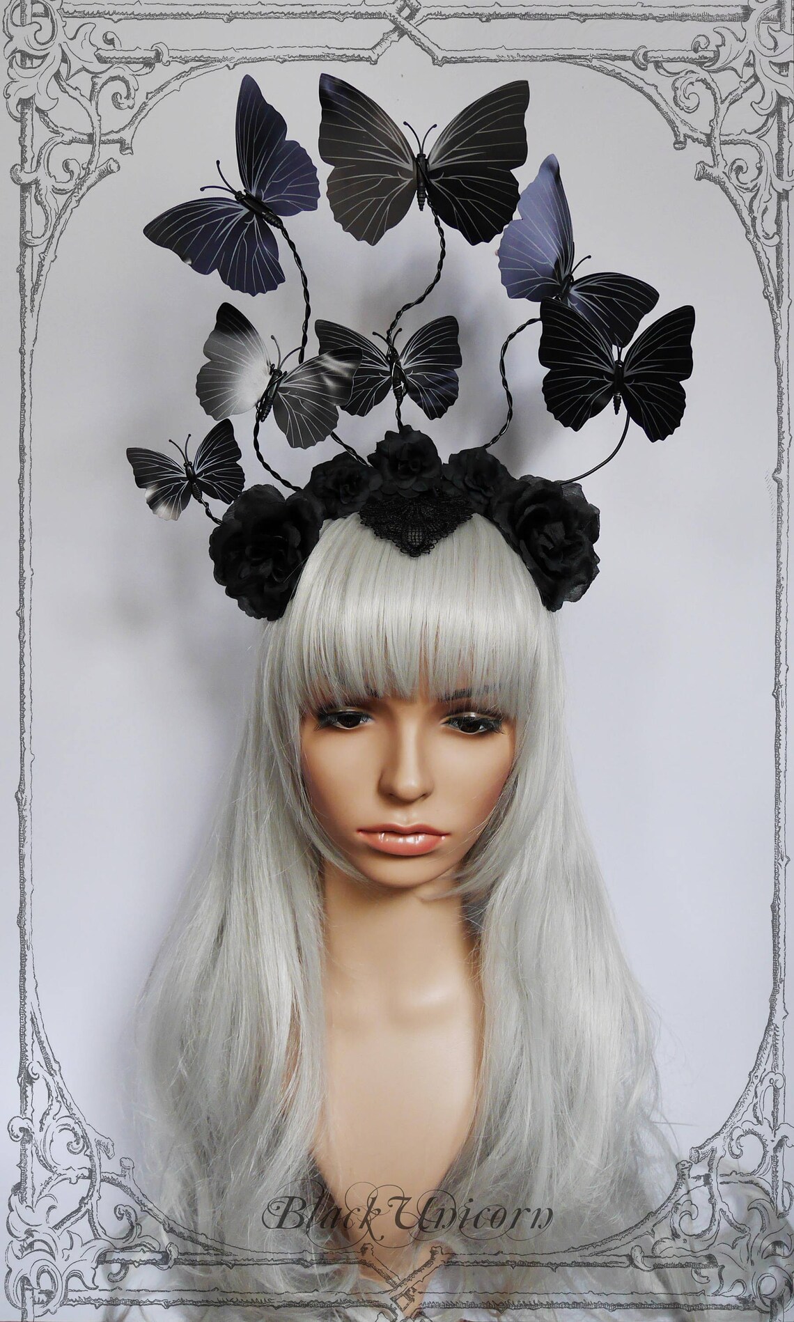 Nocturnal Butterfly Headpiece Goth Burlesque Roses - Etsy
