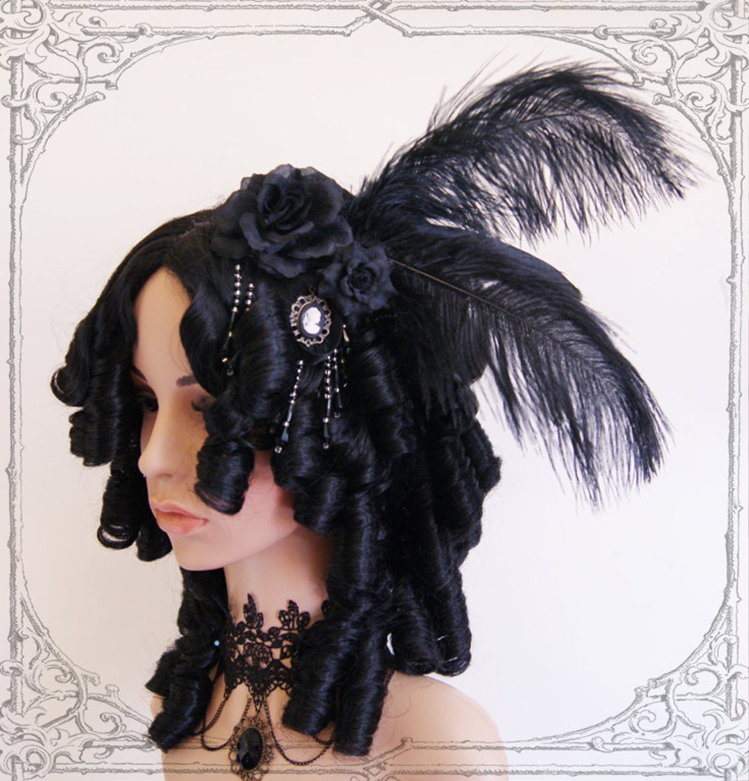 Baroque Wig (goth, Rococo, Vampire, Black, Marie Antoinette, Headdress ...