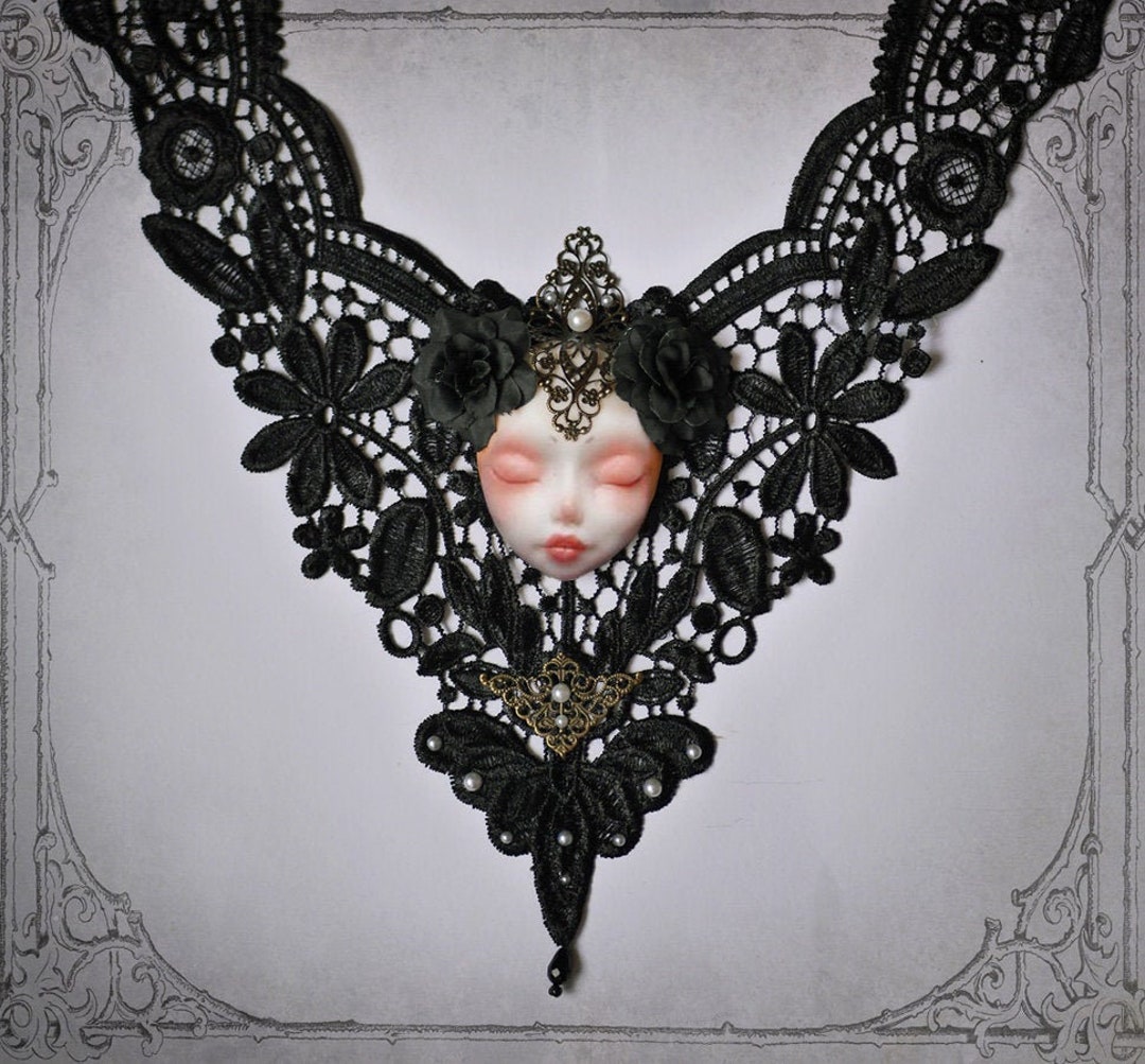 Necklace mircalla collier Lace Goth Black - Etsy