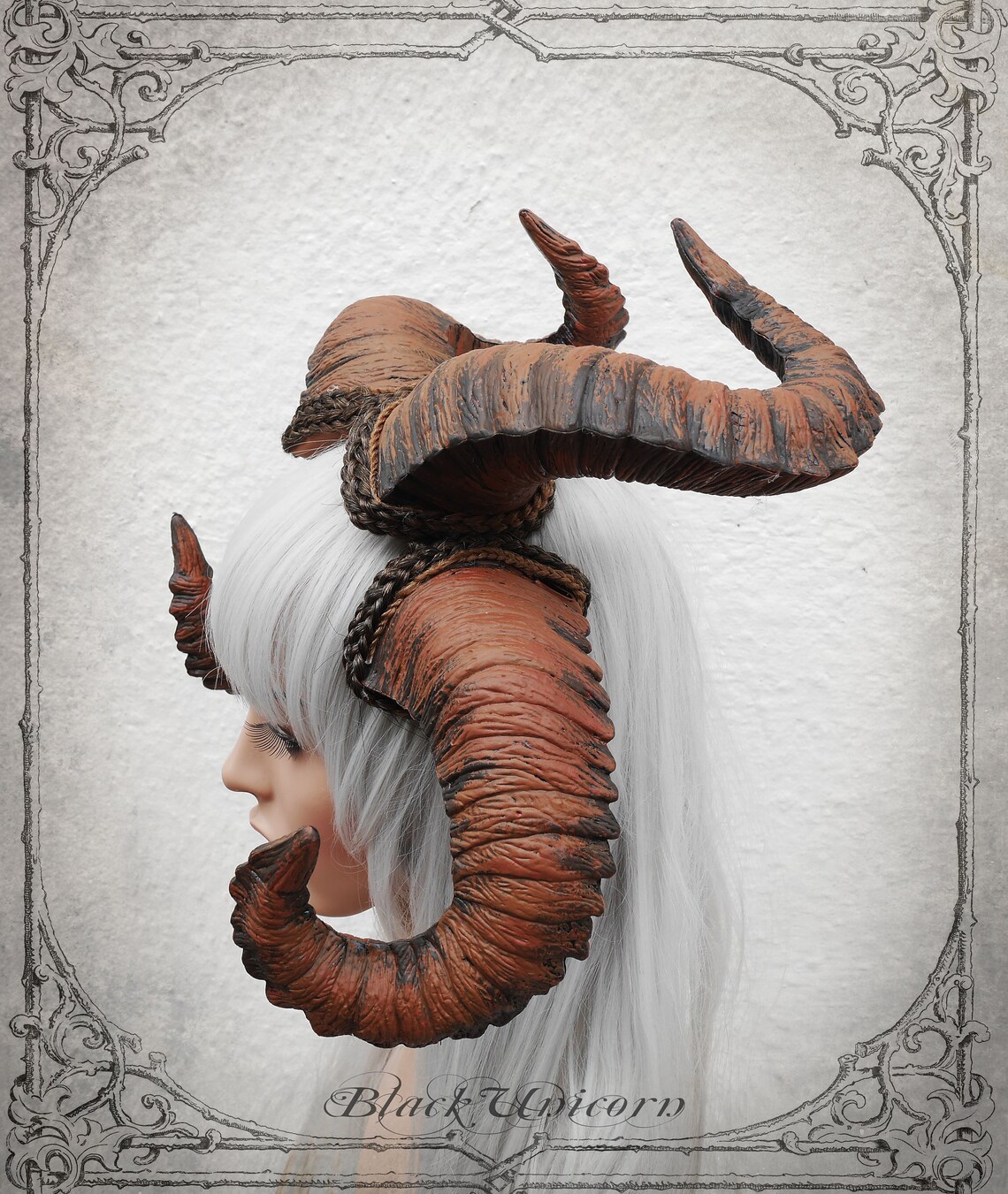 Double Baphomet Horn Headdress Fantasy Headpiece Demon | Etsy