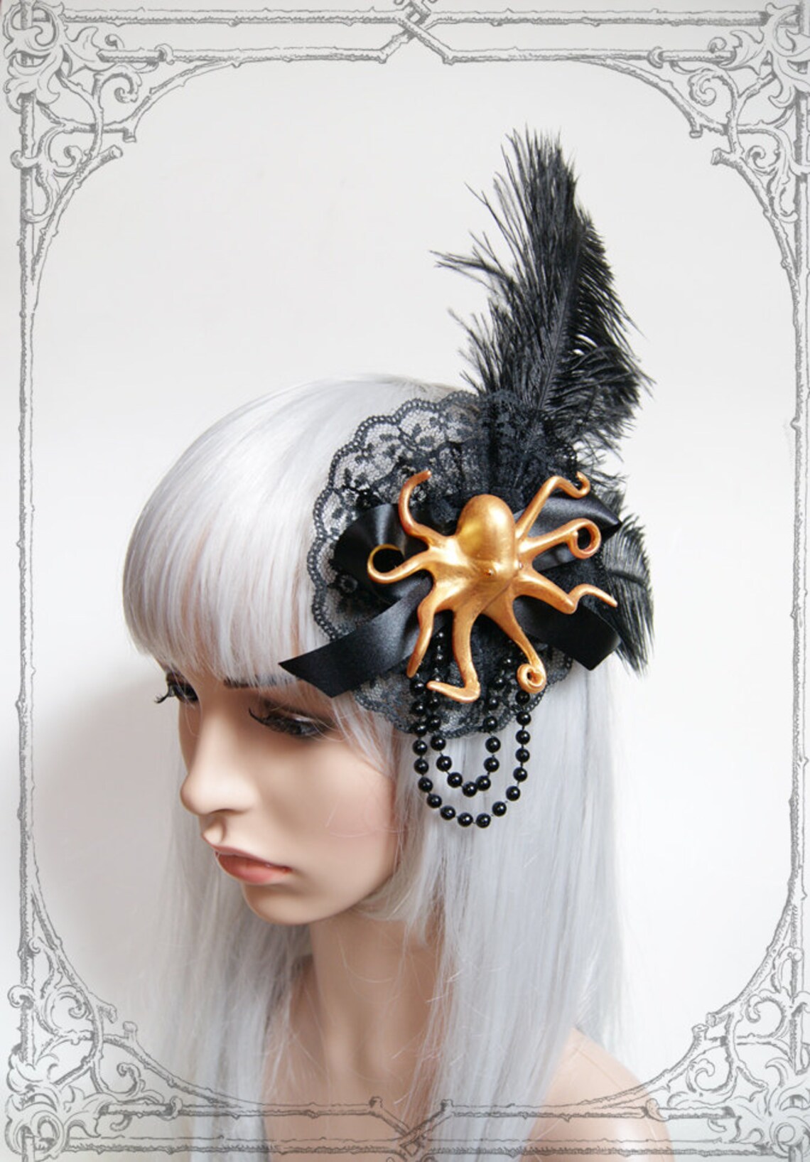 Golden Octopus Fascinator (goth, Gothic, Steampunk, Black, Headpiece ...