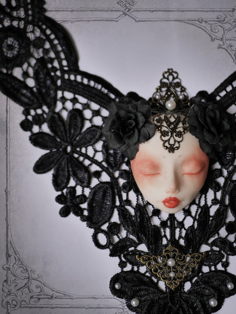 Necklace mircalla collier Lace Goth Black - Etsy