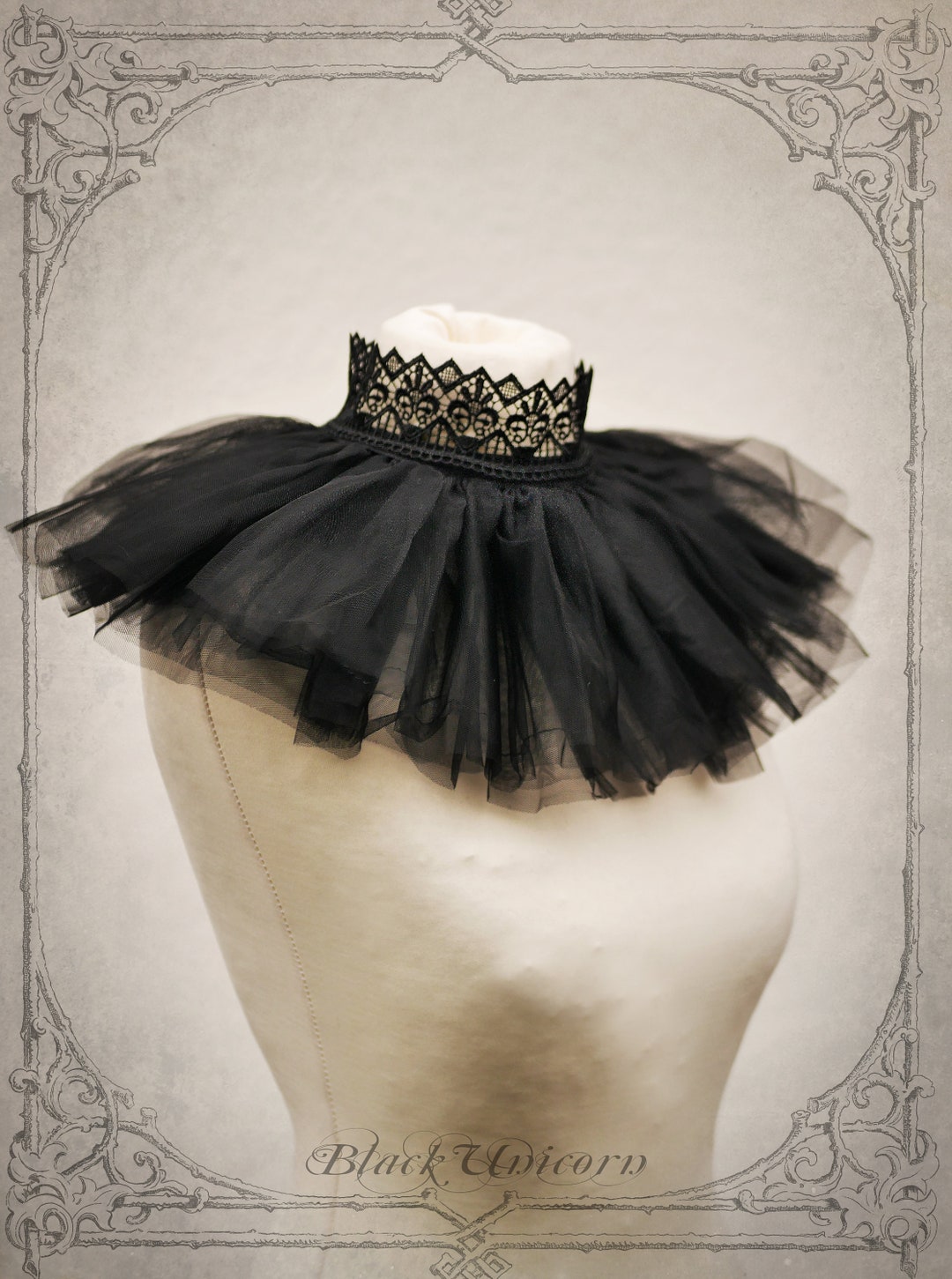 Ruffled Renaissance Collar "elizabeth" ( Goth, Black, Lace ) - Etsy