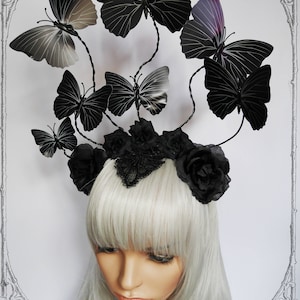 Nocturnal Butterfly Headpiece ( Goth, Burlesque, Roses ) - Etsy