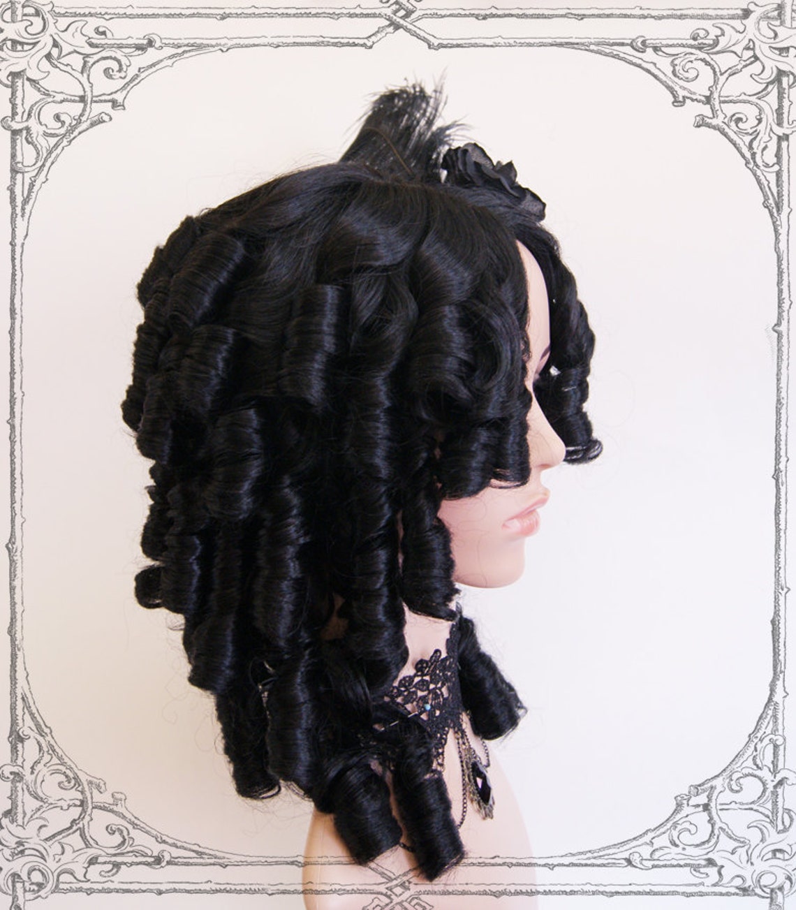 Baroque Wig (goth, Rococo, Vampire, Black, Marie Antoinette, Headdress ...