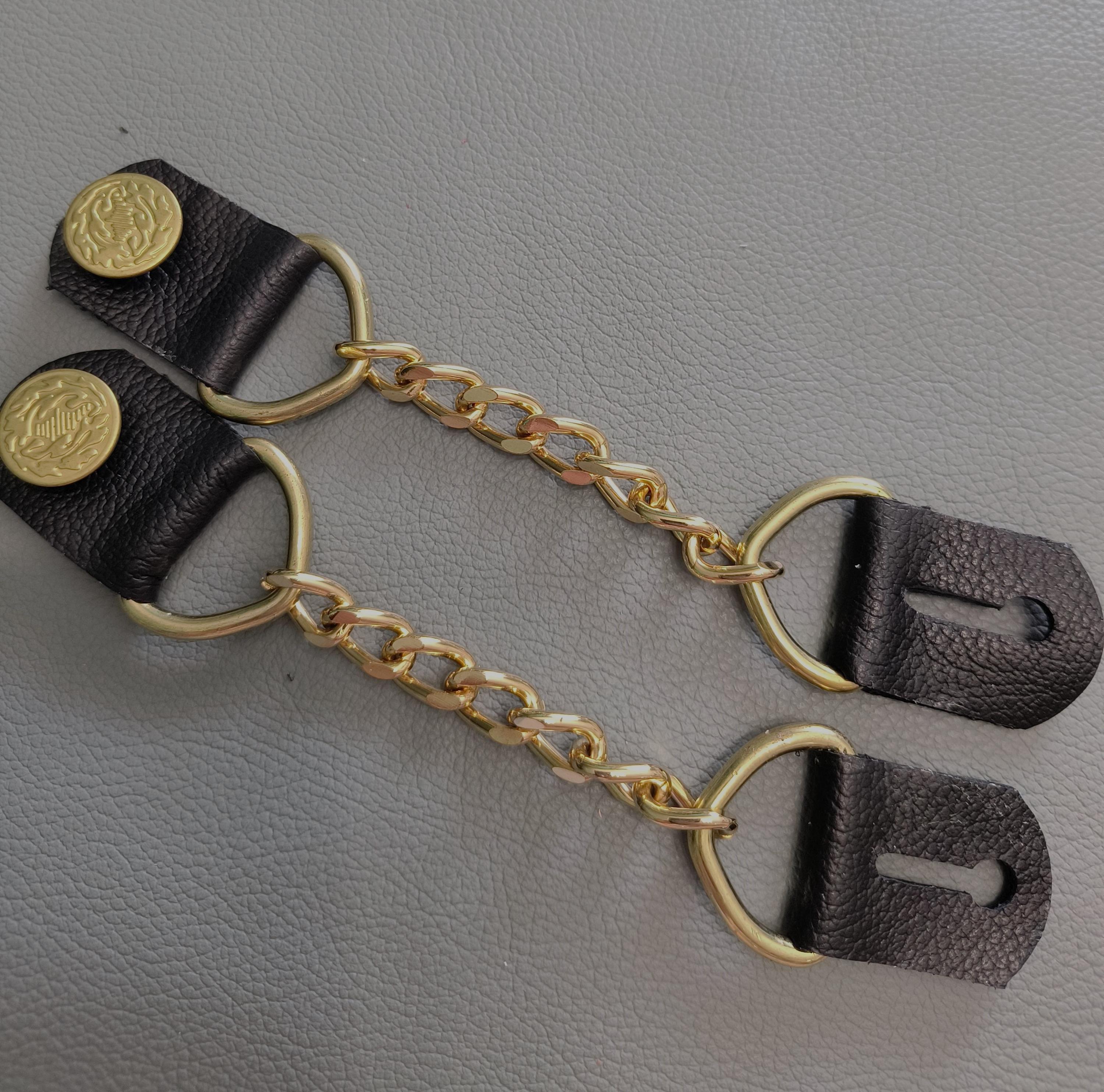 Gold Chain Black Leather Denim Vest Extenders Made in U.S.A. - Etsy