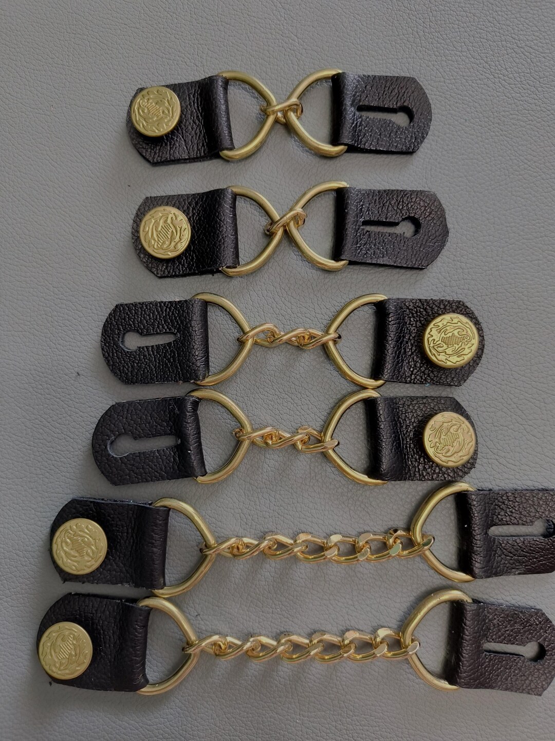 Gold Chain Black Leather Denim Vest Extenders Made in U.S.A. - Etsy