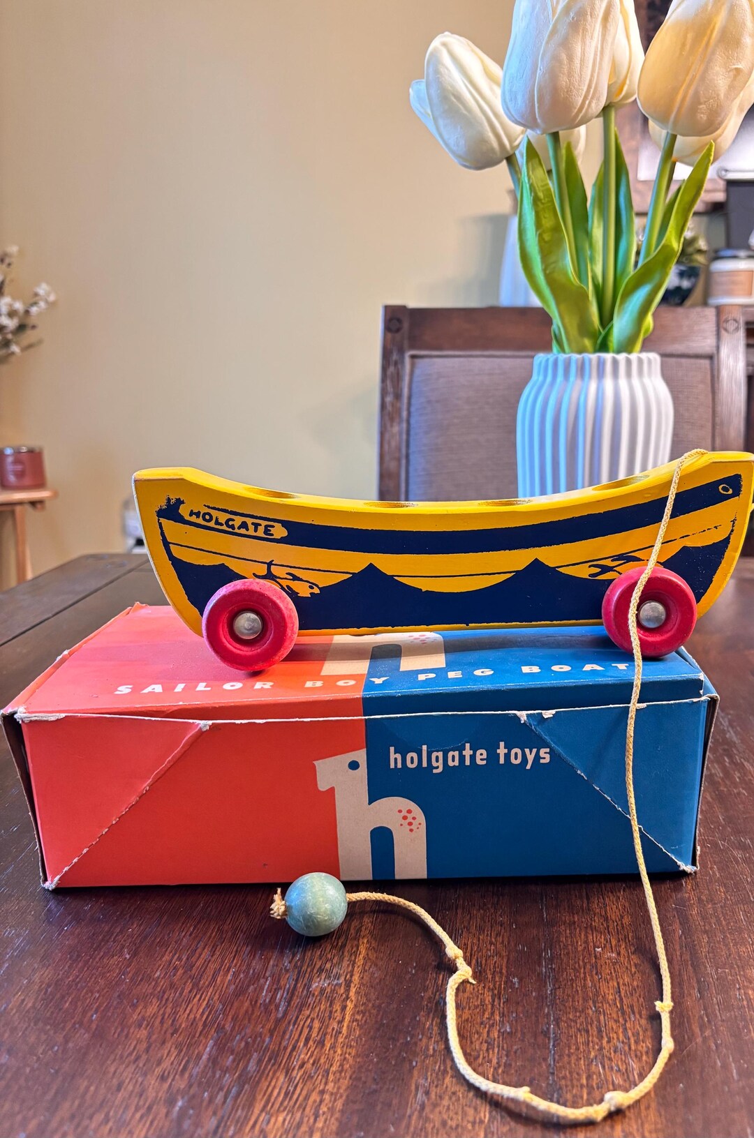 1950’s Vintage Holgate Wooden Sailor Boy Peg Boat. Number 130. in ...