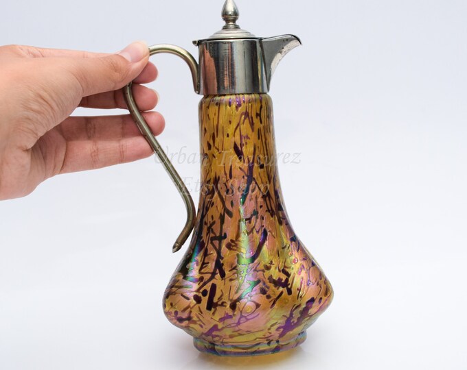 Kralik Iridescent Glass "bacillus" Pitcher • Antique Art Glass ...
