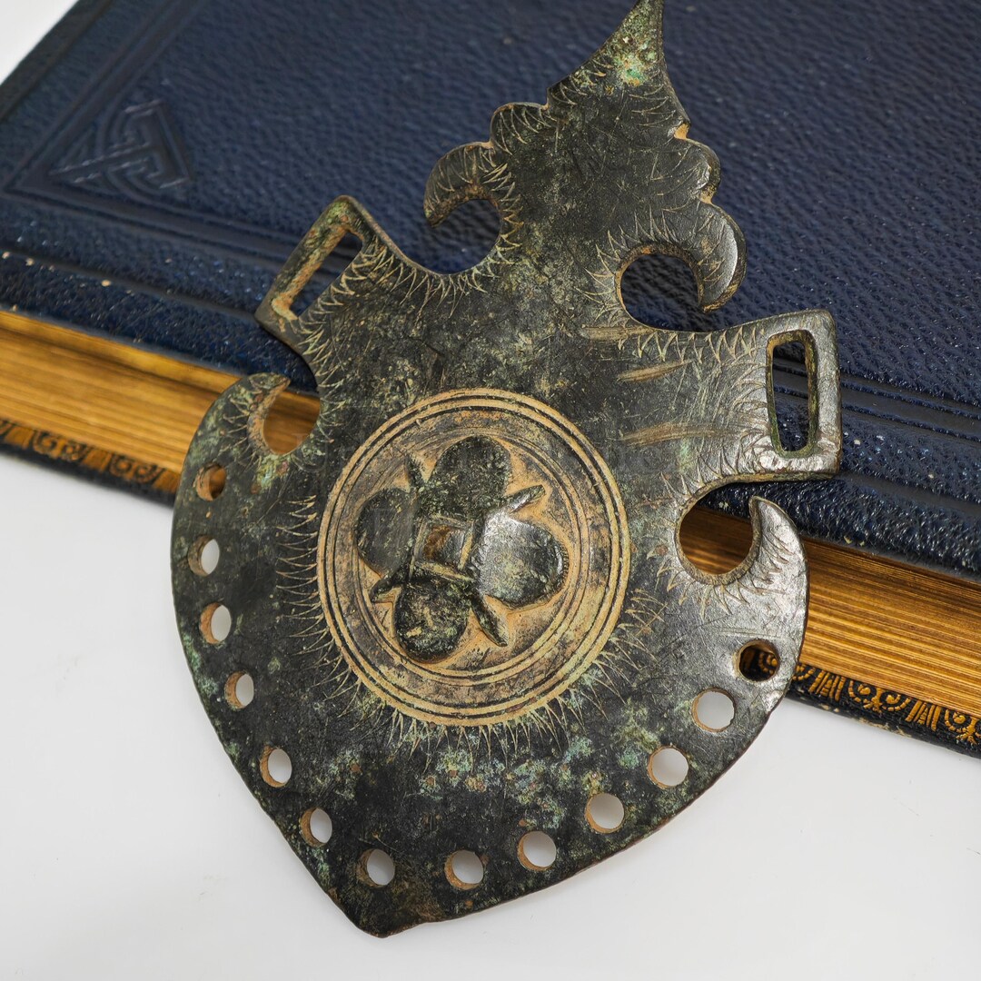 Medieval Iron Medallion, Antique Hand Wrought Iron Big Ornated Medal ...