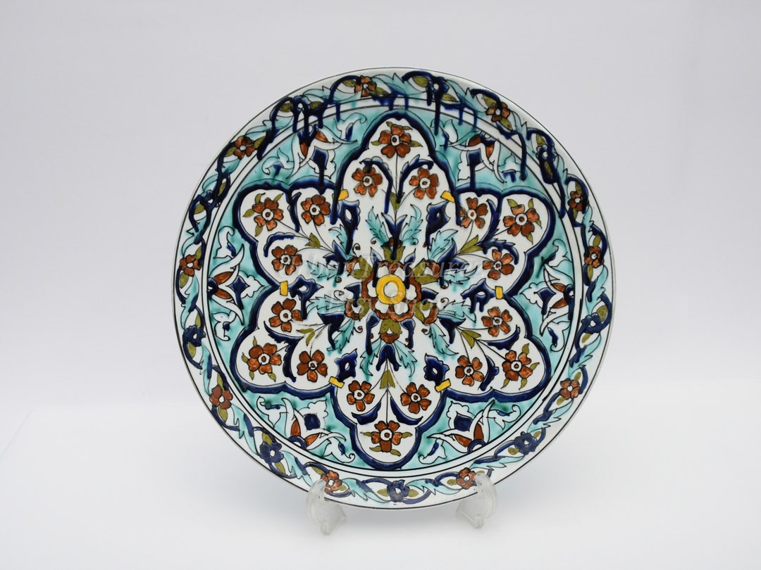 Islamic Ceramic Plate • Arabesque Floral Star Wall Hang Plate • Vintage ...