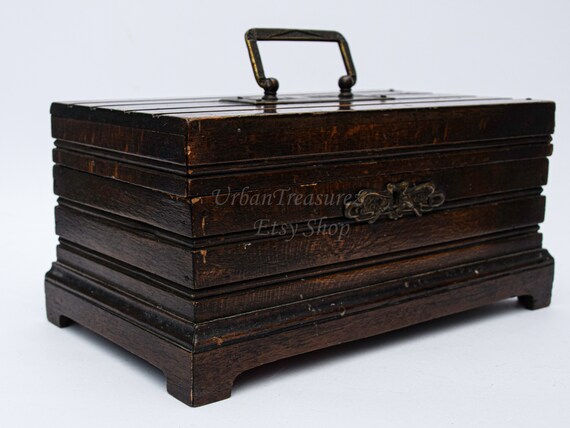 Antique Art Deco Wooden Casket Box, Family Heirloom C… - Gem