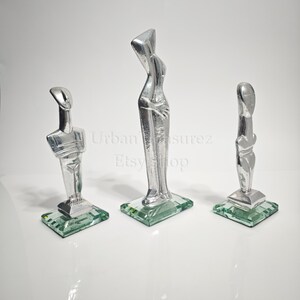 Cycladic Art Statues, Contemporary Home Decor Sculpture, Metal & Glass ...