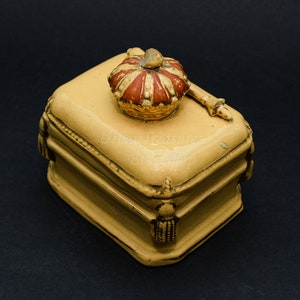 Crown & Sceptre Victorian Box • 19th C. Antique Yellow Ware Ceramic ...
