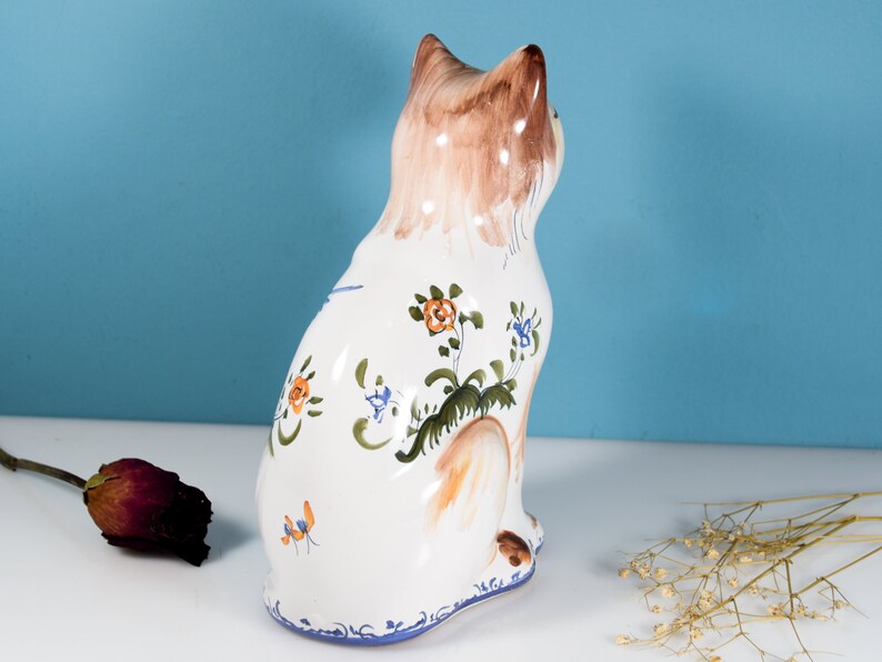 Faience French Cat Ceramic Statue Kitty Figurine Home - Etsy