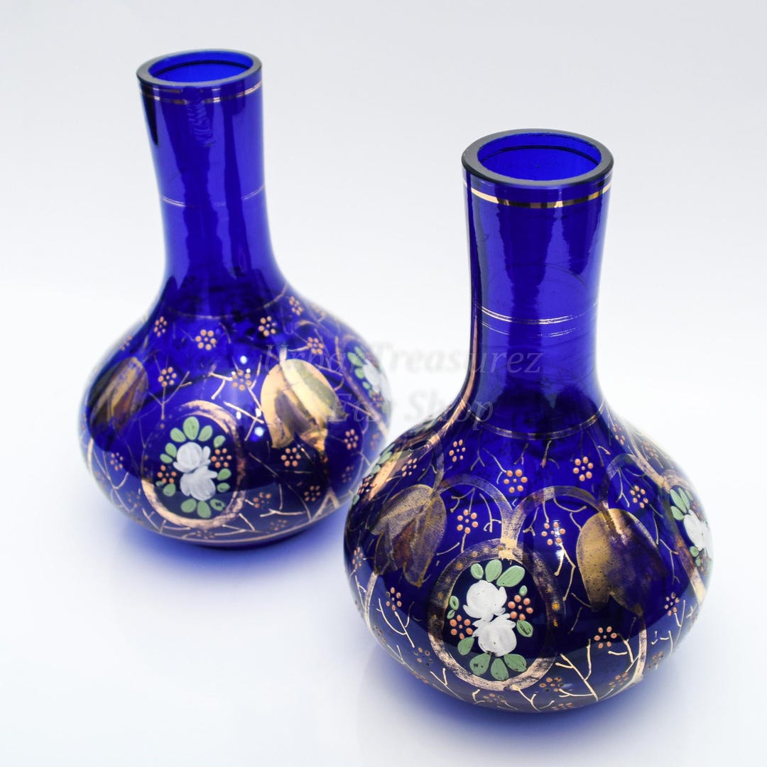 Ottoman Islamic Glass Vase & Gold Gilt Hookah Base • Antique Pair of ...