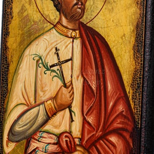 Saint Stamatios Byzantine Art Icon, Orthodox Greek Holy Altar Wall Hang ...