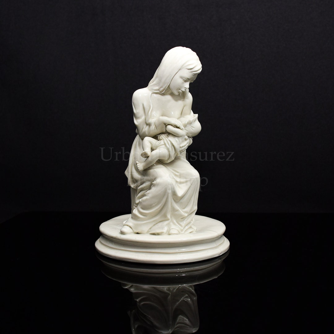 Mother Breastfeeding Porcelain Statue / Sculpture, Motherhood Decor ...
