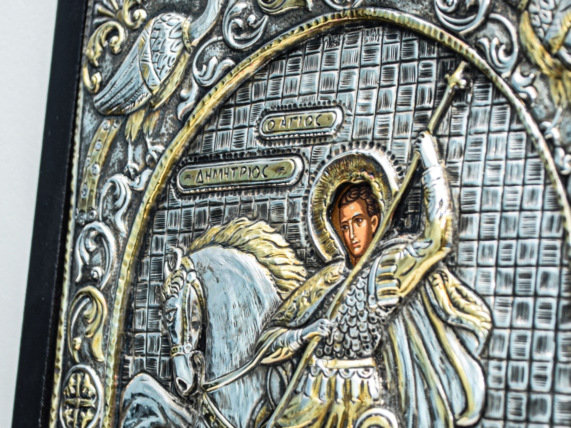 Saint Demetrius Silver Icon Greek Christian Altar Russian | Etsy