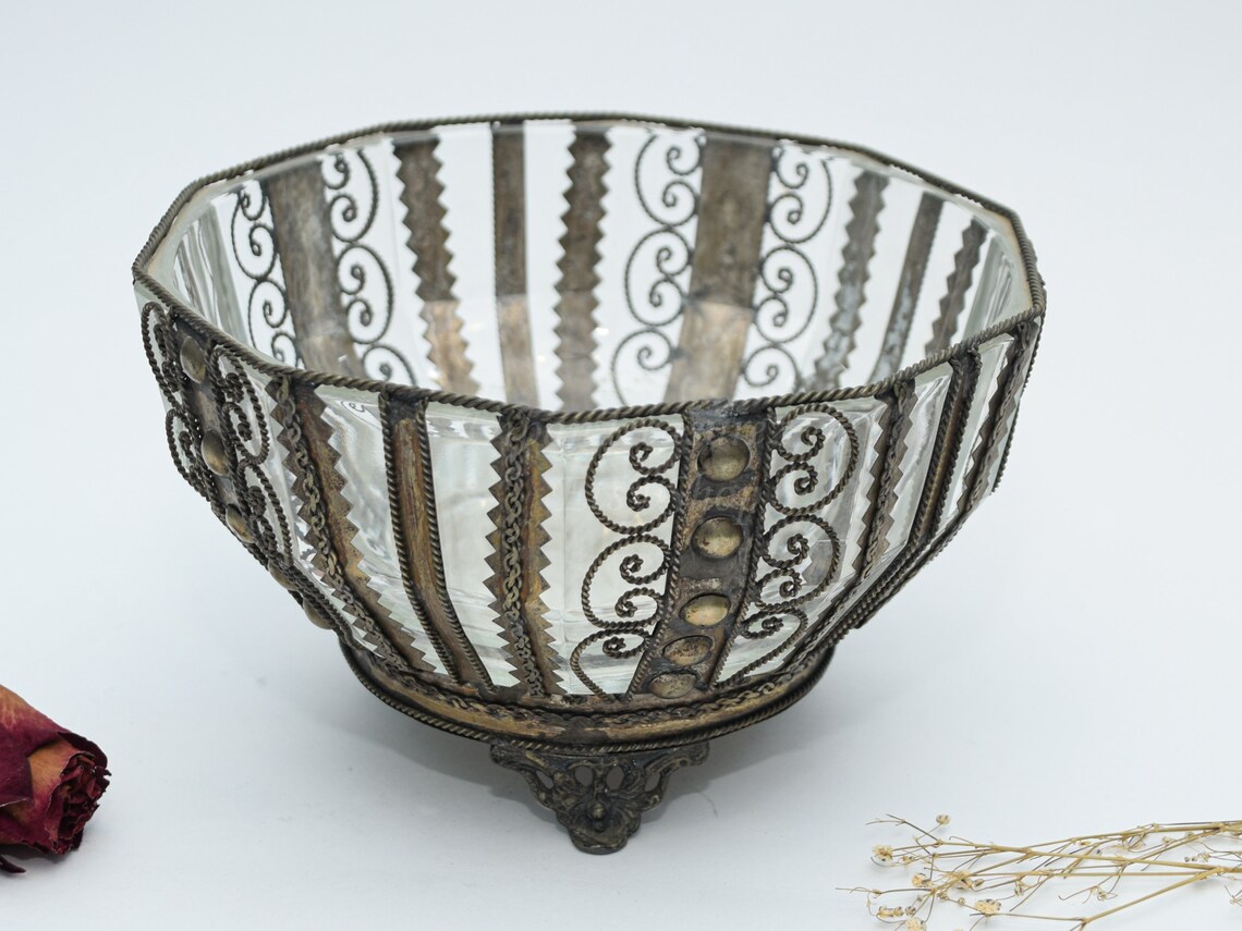 Medieval Filigree Glass Centerpiece Bowl Antique Gothic - Etsy UK