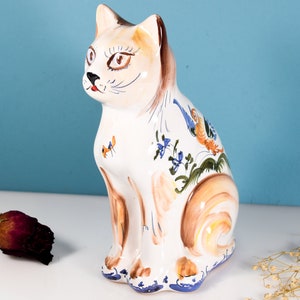 Faience French Cat Ceramic Statue Kitty Figurine Home - Etsy