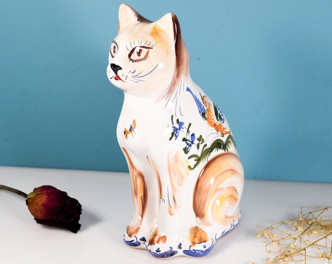 California Pottery Siamese Green Cat Kitty Figurine Dark Amber Jewel ...