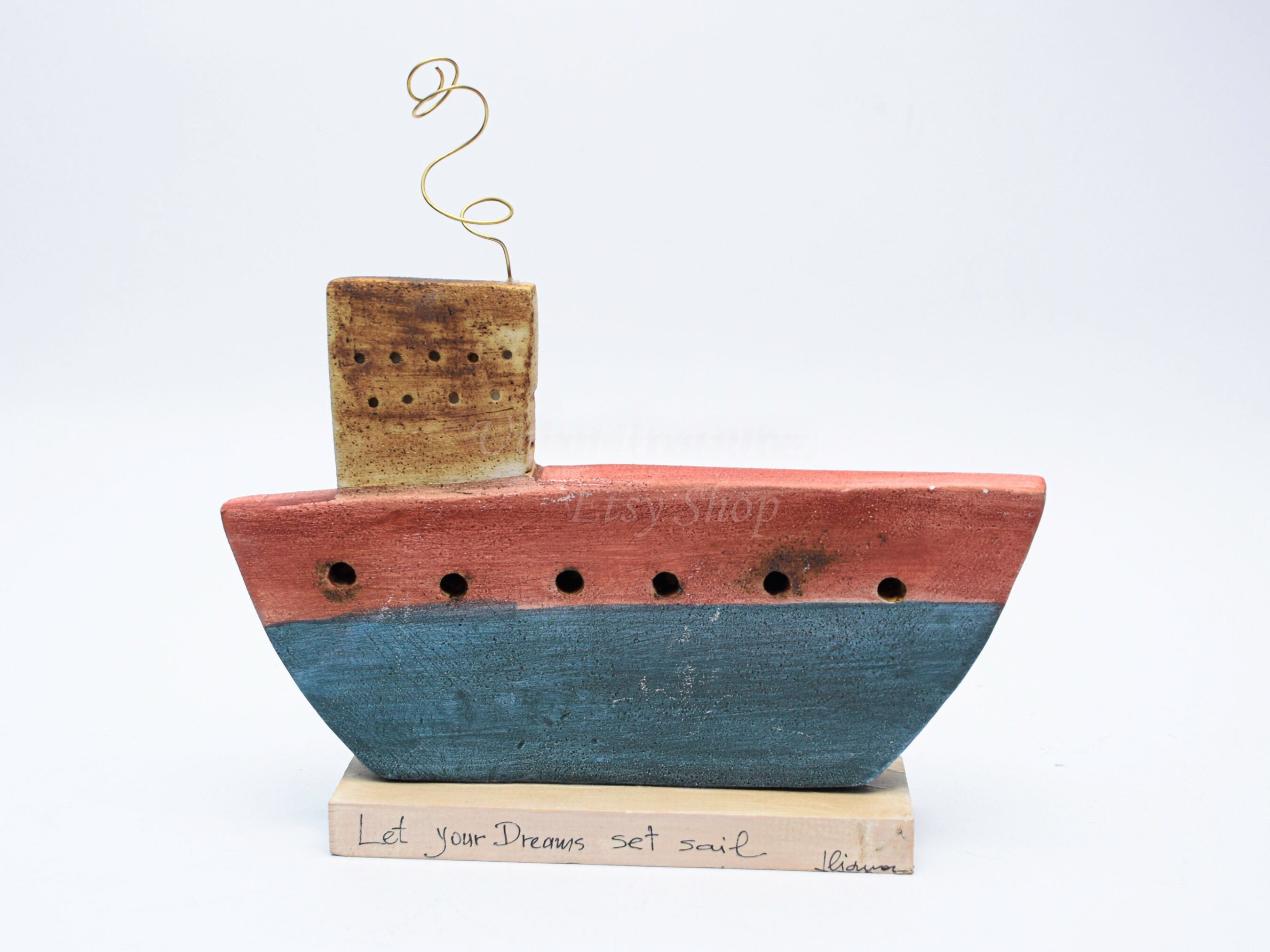 Iliana Studio Pottery Ceramic Sculpture Travel Quote Ceramic Ship Art ...