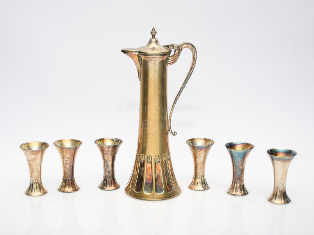 WMF Jug Silver Antique Set With Glasses · Serving Set Silver Plated C ...