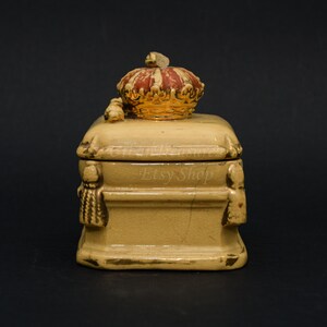 Crown & Sceptre Victorian Box • 19th C. Antique Yellow Ware Ceramic ...