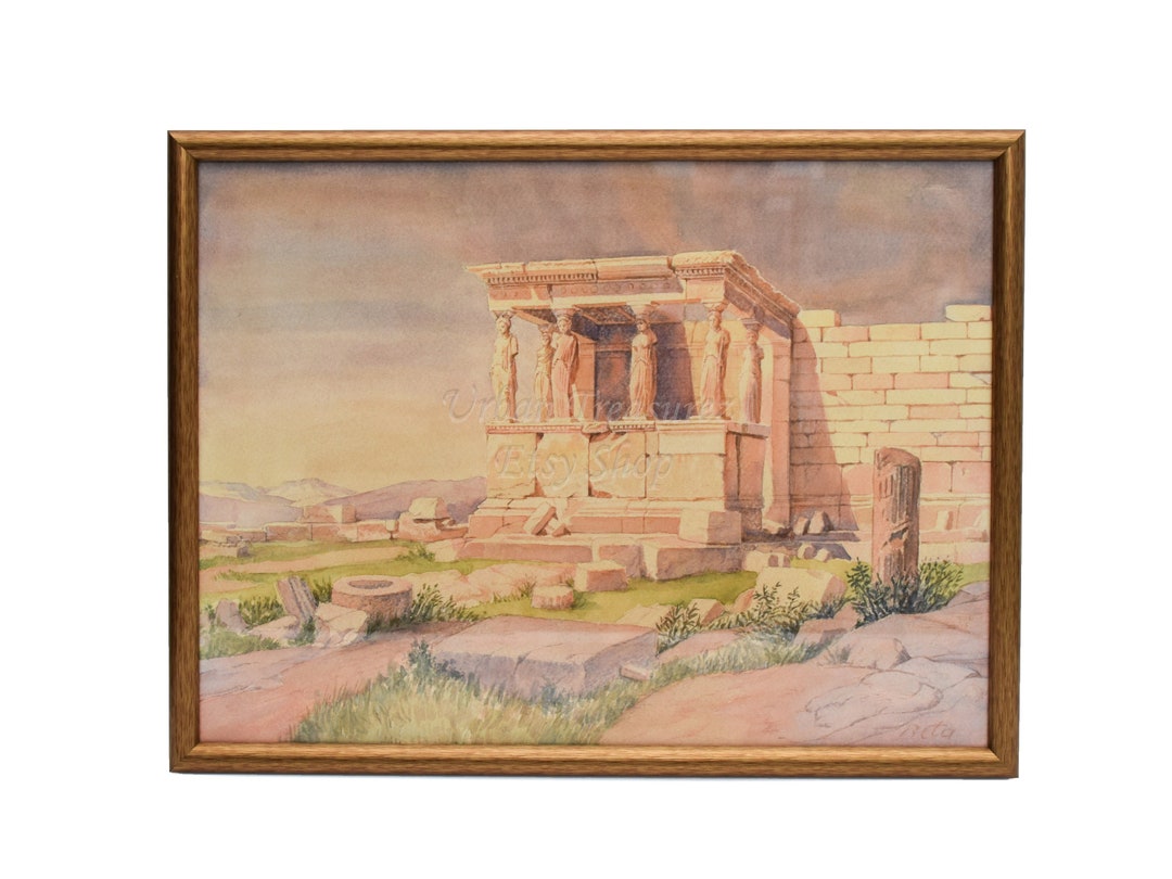 Greek Watercolor Painting • Acropolis of Athens - Erechtheion Building ...