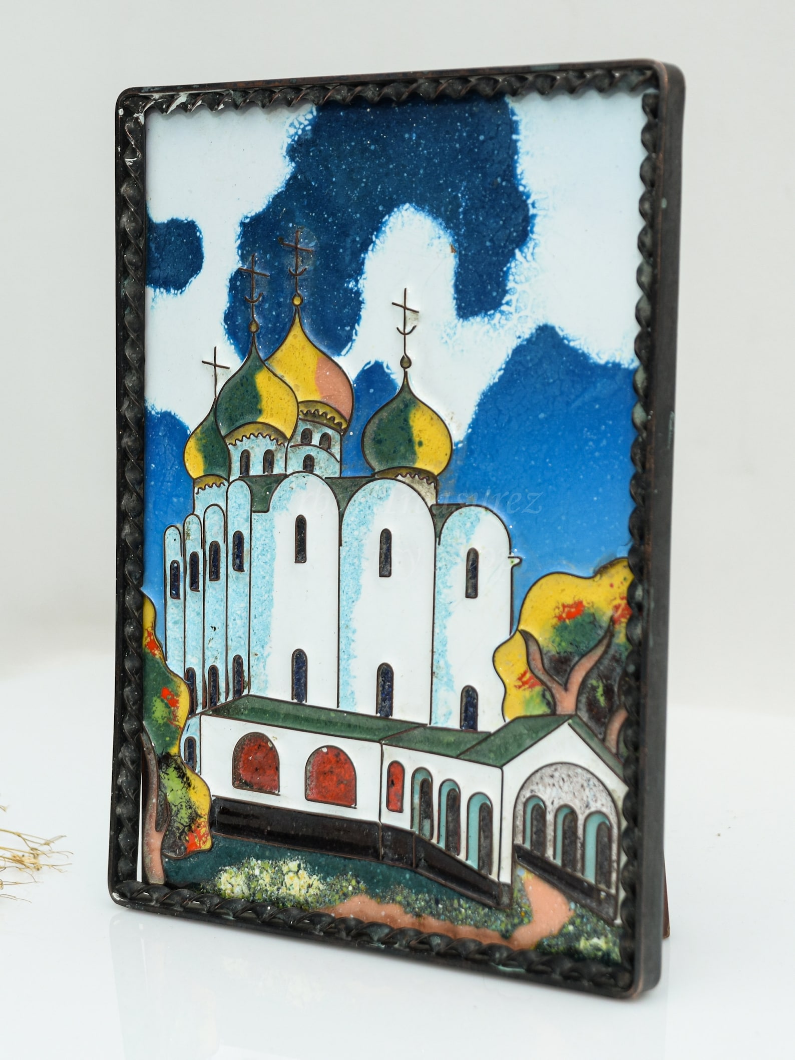Vintage Russian Enamel Church Copper Plaque Painting Russia | Etsy