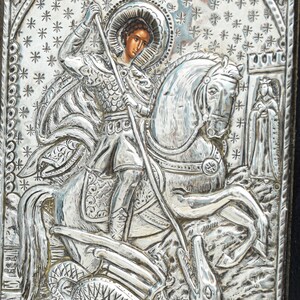 Saint George Orthodox Icon Greek Vintage Silver Icon Agios - Etsy