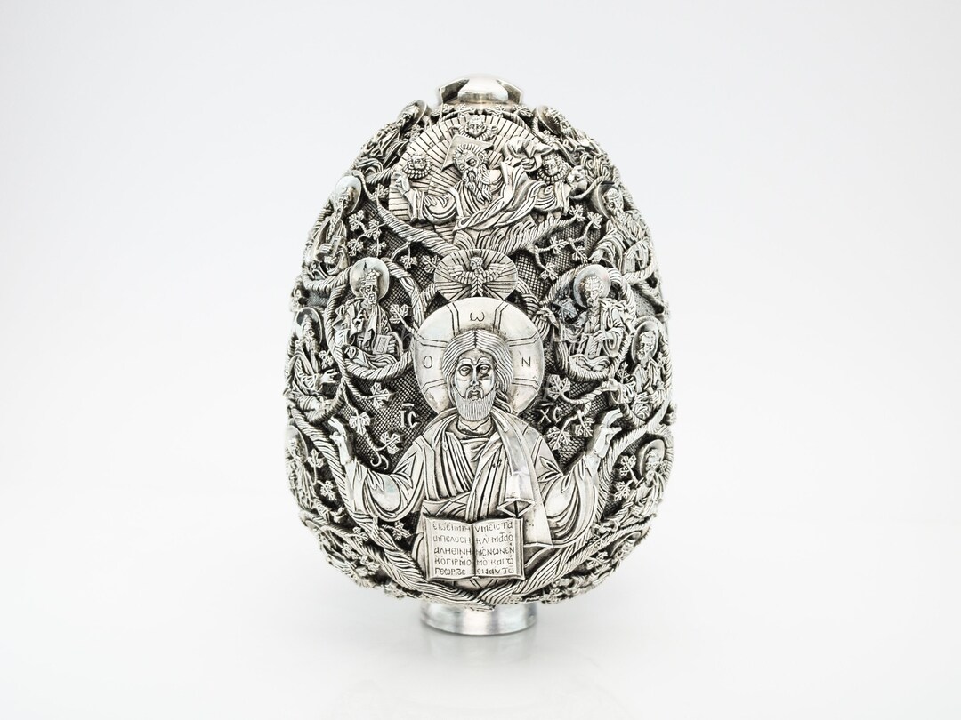 Tree of Life Christian Art Statue of Jesus & Virgin Mary 995 Silver Egg ...