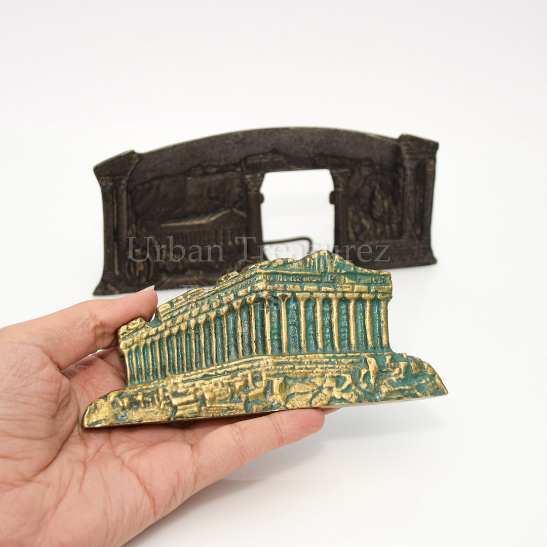 50s Acropolis Souvenir Gift SOLID Bronze Metal Figural Frame of Acropolis & Athens Greece ...