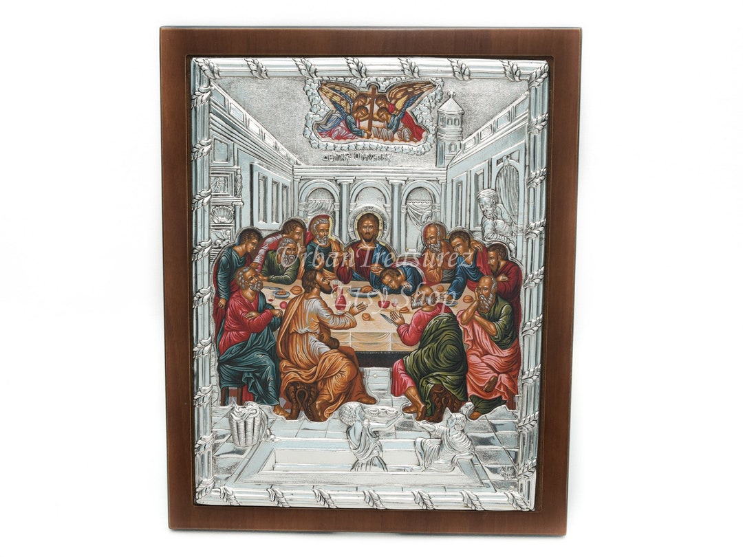 Last Supper Wall Art Silver Icon Plaque Jesus Apostles, Christian Gift ...
