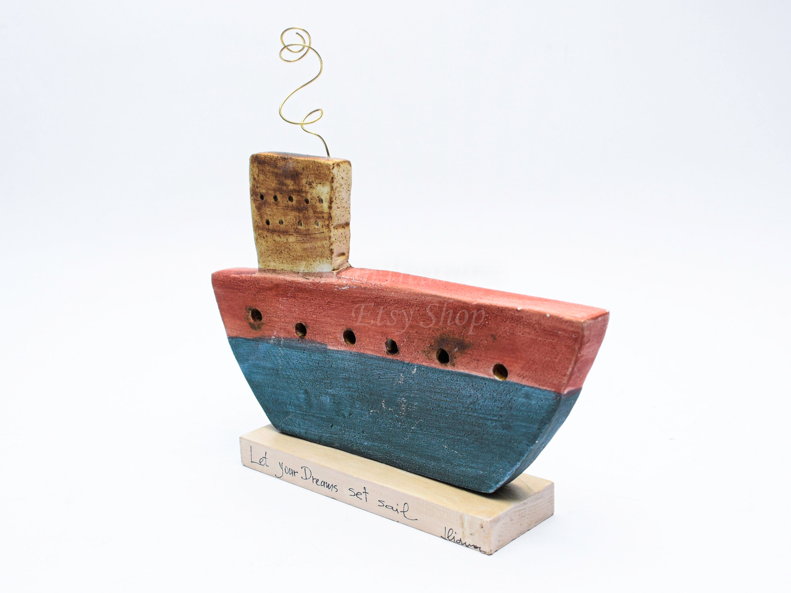 Iliana Studio Pottery Ceramic Sculpture Travel Quote Ceramic Ship Art ...