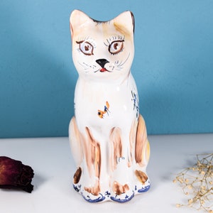 Faience French Cat Ceramic Statue Kitty Figurine Home - Etsy