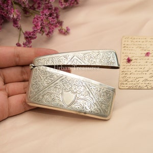 Card Calling Box Sterling Silver Curved Case With Intricate Engraving ...
