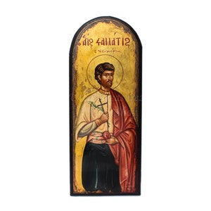 Saint Stamatios Byzantine Art Icon, Orthodox Greek Holy Altar Wall Hang ...