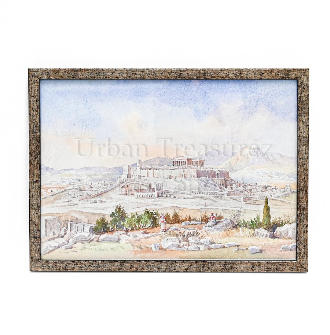 Athens Art Painting View of Acropolis - Greek Watercolor Painting ...
