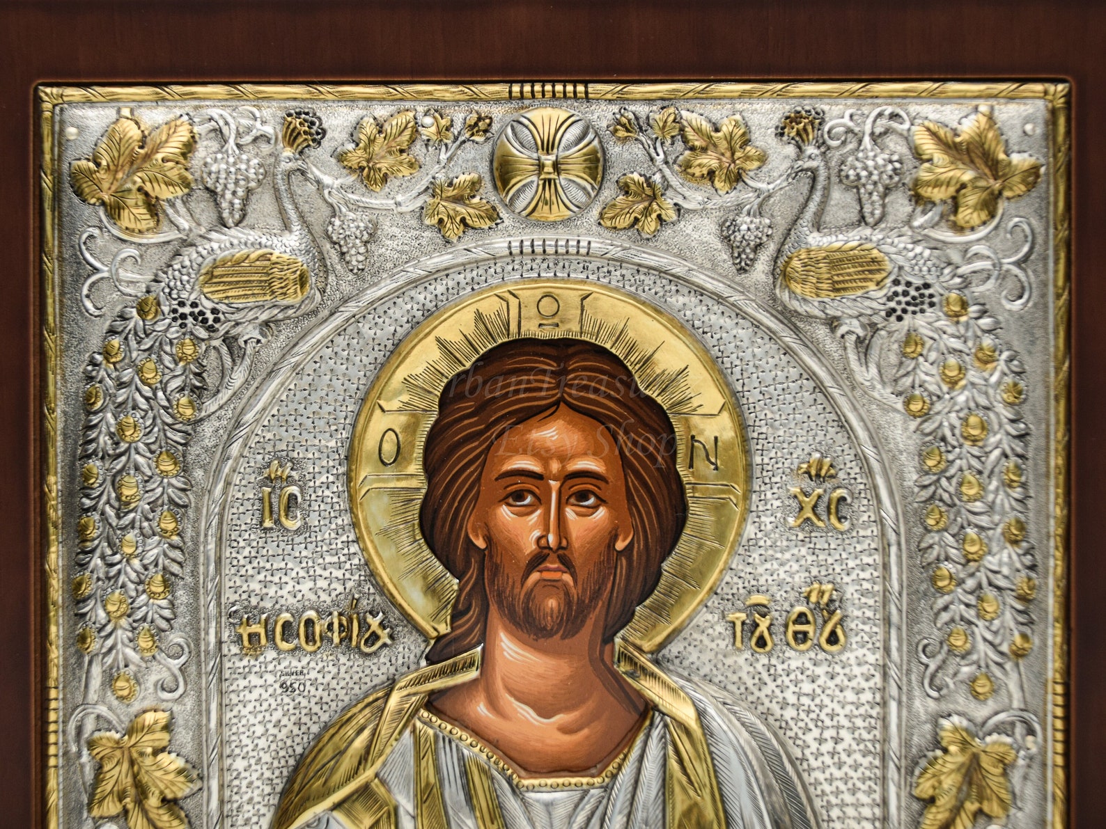 Greek Silver Icon of Jesus christian Art Wall Decorative - Etsy