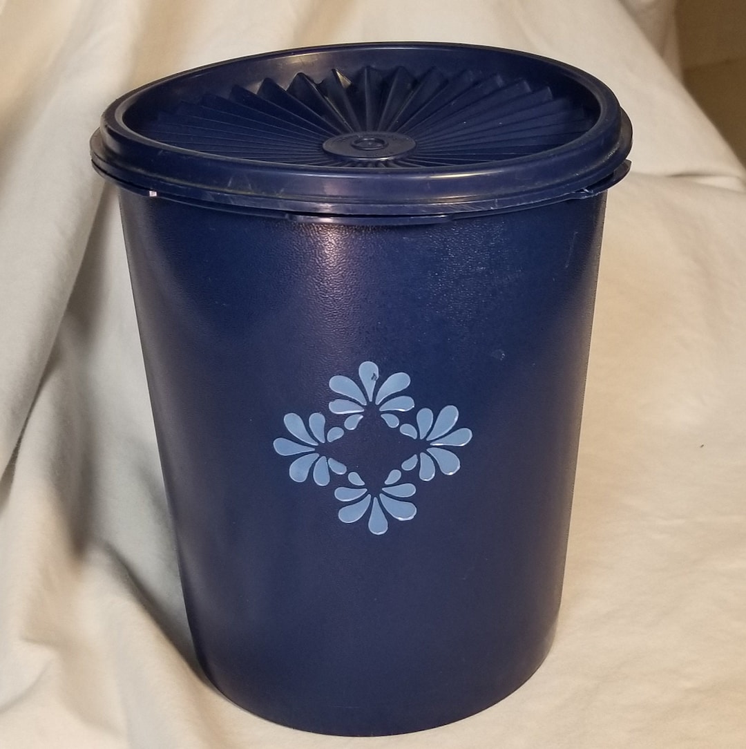 Vintage Tupperware Servalier Dark Blue Canister With Lid - Etsy
