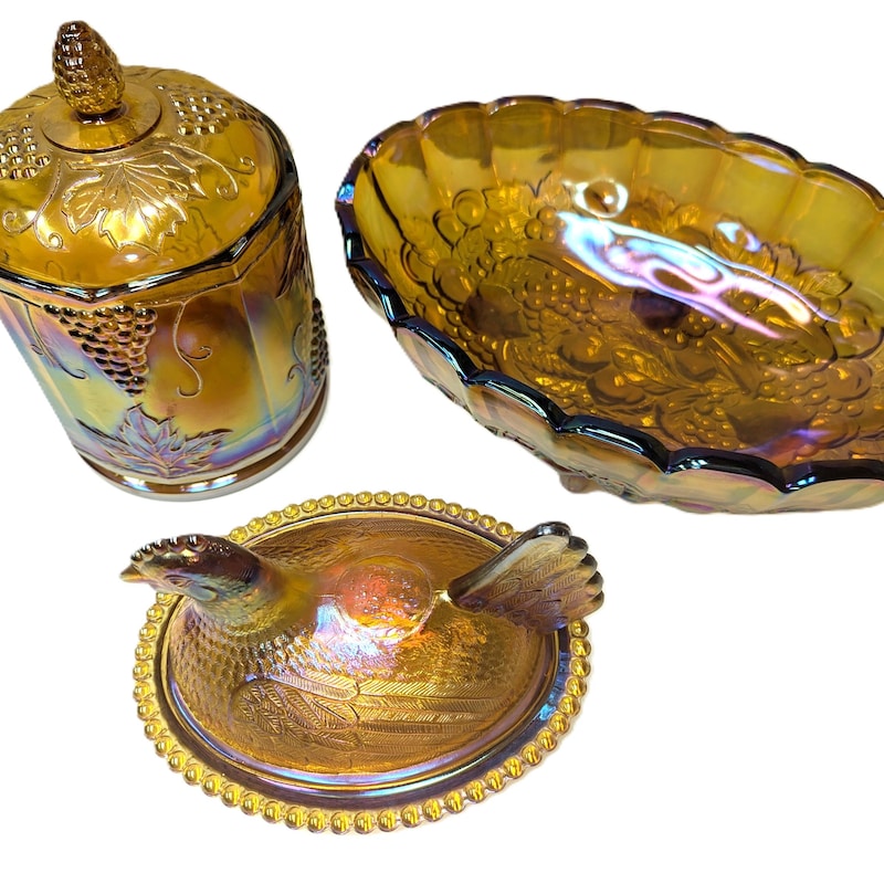 Carnival Glass Candy Dish - Etsy